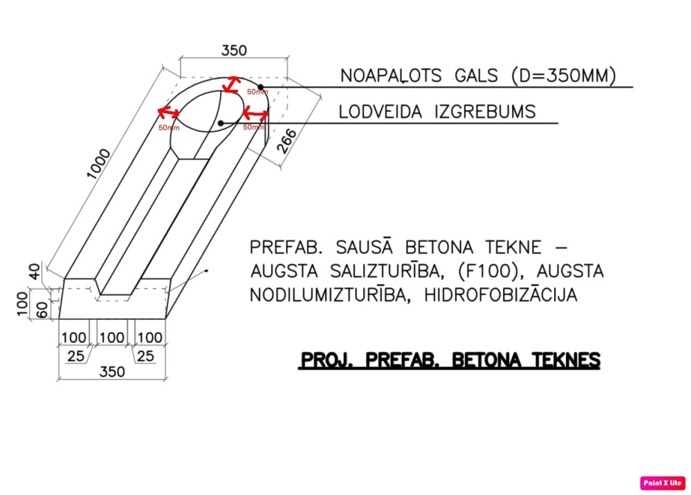 Betona notekas elements - Žogu darbnīca